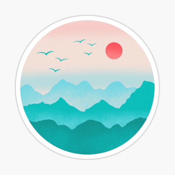 "Mountain Horizon Sunset Circle" Sticker by Shin-Y | Redbubble