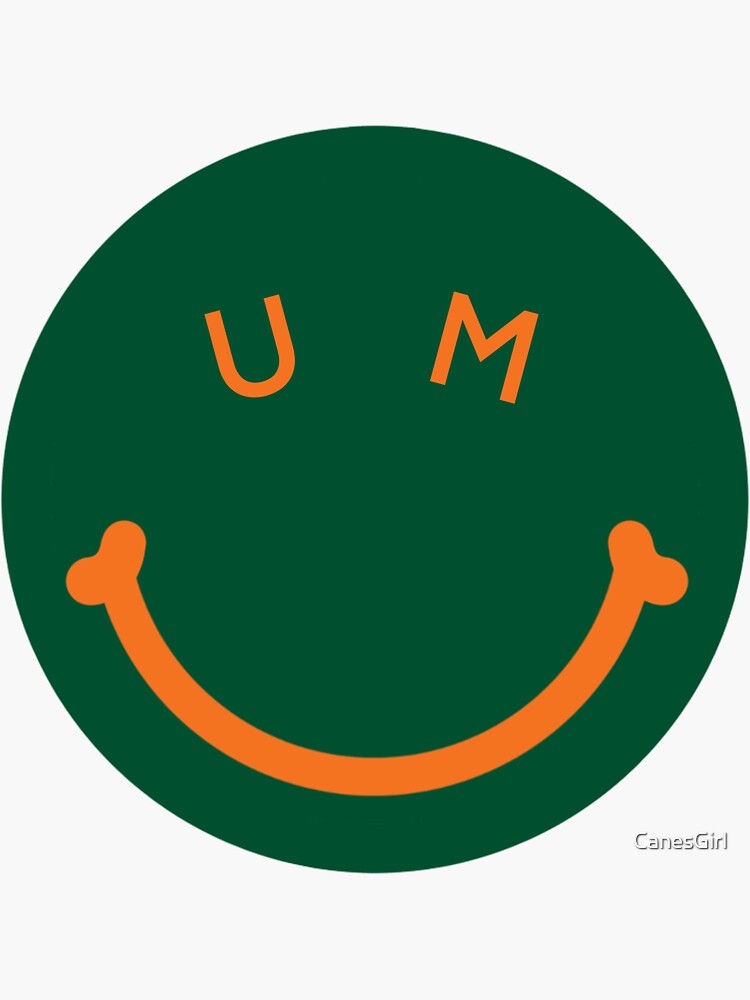 "UM Smiley Face Orange and Green" Sticker for Sale by CanesGirl | Redbubble