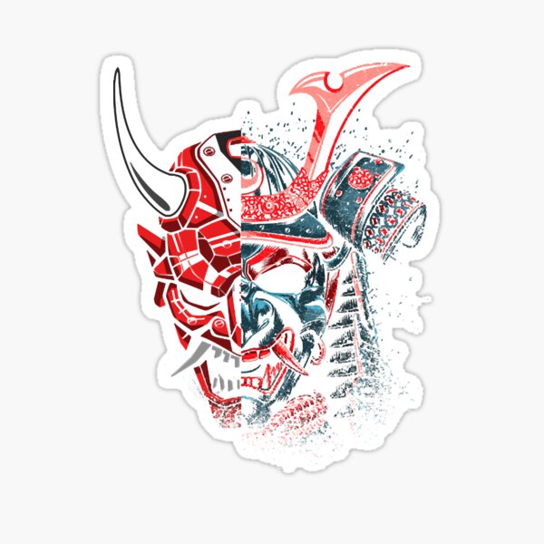 "Double samurai mask " Sticker for Sale by siakupstas | Redbubble