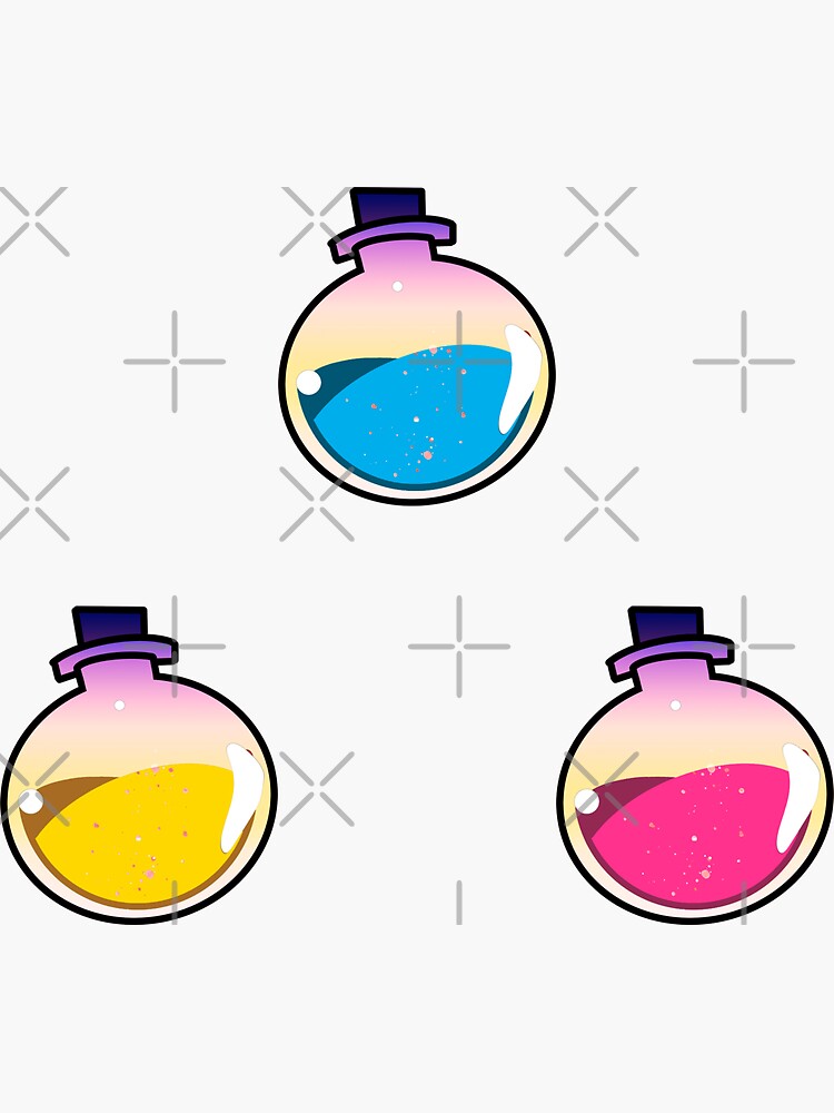 "Pan Flag Potion Bottles" Sticker for Sale by -Gedwolcraeft- | Redbubble