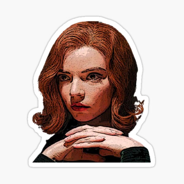 "Beth Harmon Face: Queen's Gambit" Sticker for Sale by GambitChess ...