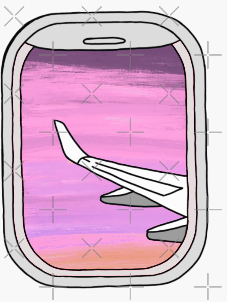 "airplane window pink sunset" Sticker for Sale by feliciadesigns ...