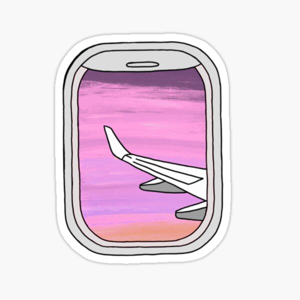 "airplane window pink sunset" Sticker for Sale by feliciadesigns ...