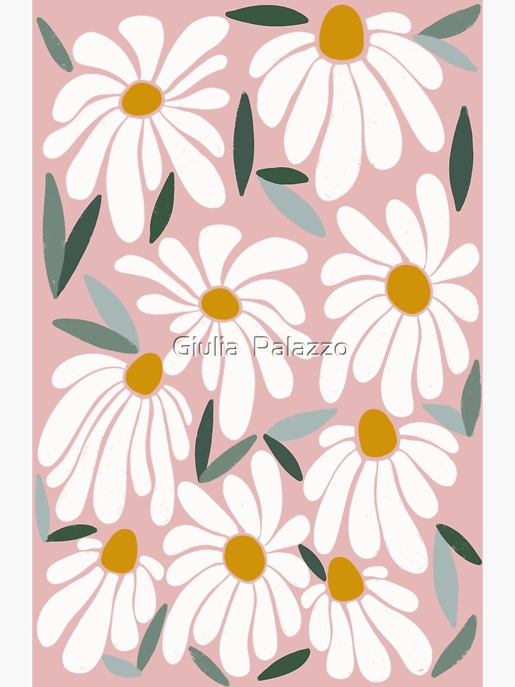 "Boho Floral daisy Design on pink" Poster for Sale by hangthatup ...