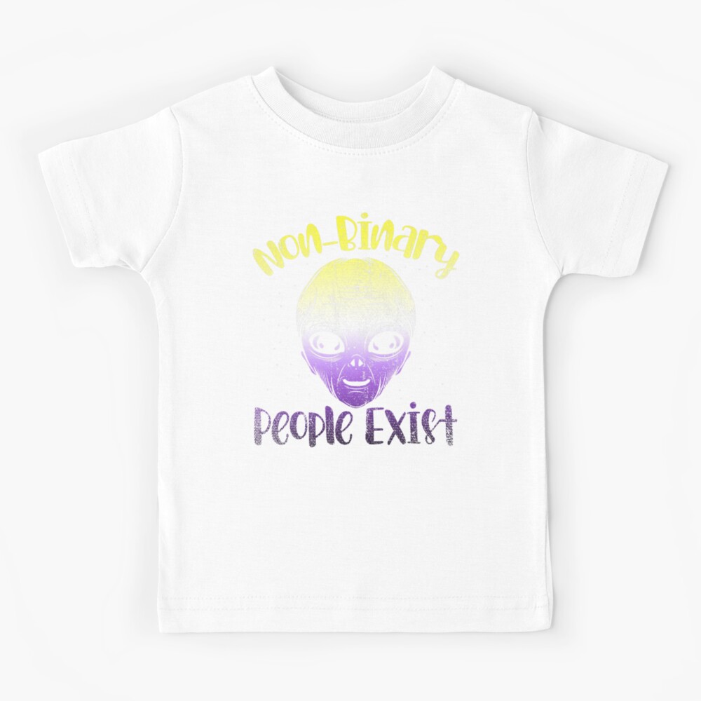 "Non Binary People Exist Lgbt Alien Queer Non Binary" Kids T-Shirt by ...