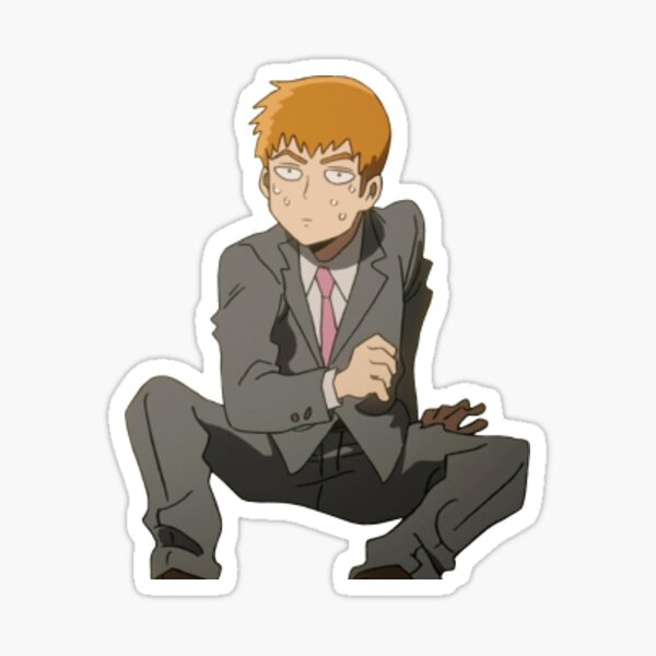 "Reigan Scared and Sweating Mob Psycho 100" Sticker for Sale by ...