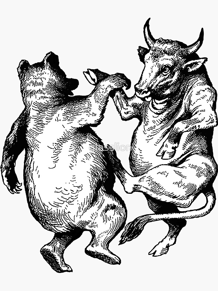 "Bull and Bear" Sticker for Sale by glasslion | Redbubble