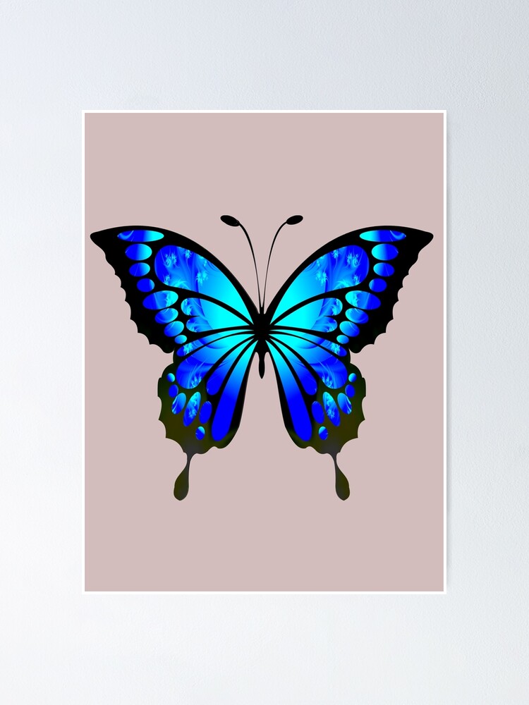 "light blue color butterfly " Poster by EvamindArt | Redbubble