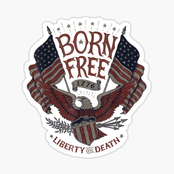 "Vintage Born Free Eagle American Flag 1776 4th of" Sticker for Sale by ...