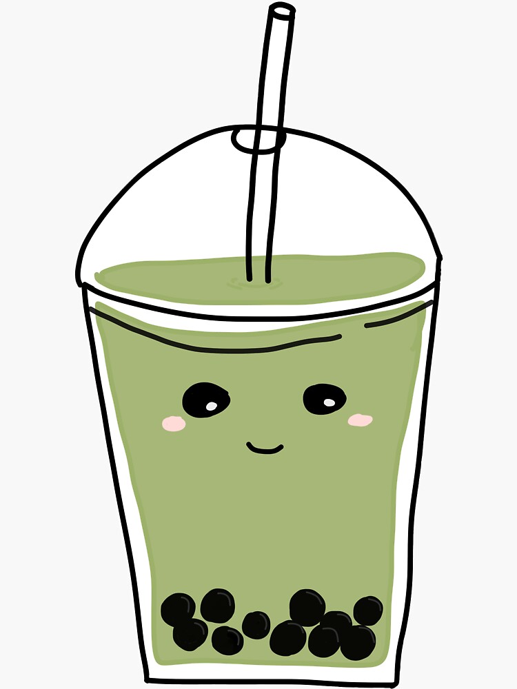 "Matcha boba with a cute face" Sticker for Sale by ketuishere | Redbubble