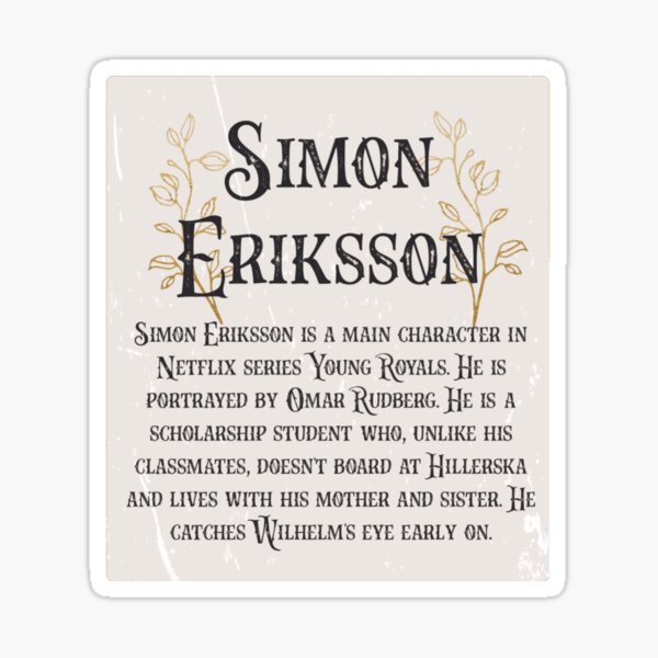 "Simon Eriksson Young Royals Vintage Movie Description" Sticker for ...