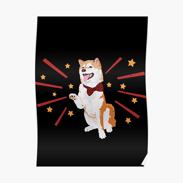 "Ta~Da Funny Akita Inu Dog with Distressed TaDa Akita Paw Up " Poster ...