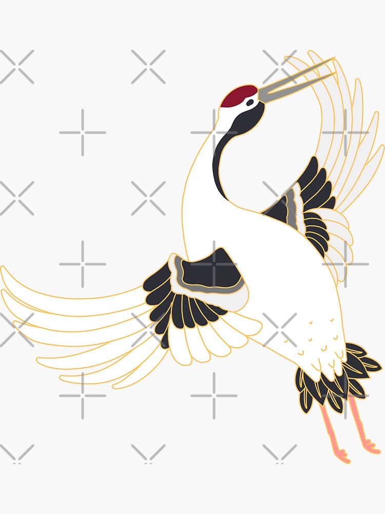"Japanese cranes - light" Sticker for Sale by space-kitten | Redbubble