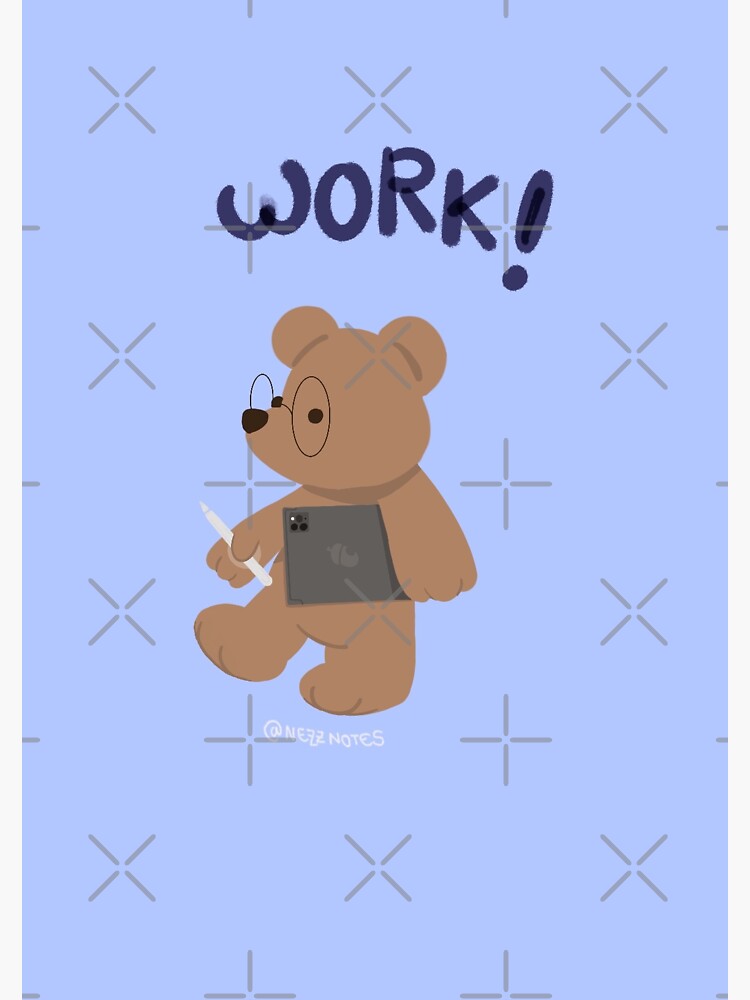 "work bear" Sticker for Sale by nezznotes | Redbubble