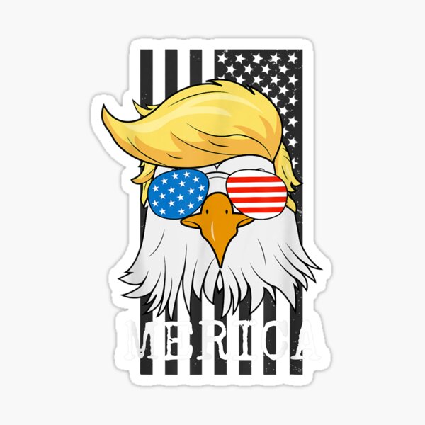 "Merica Bald Eagle 4th of July Trump American Flag" Sticker for Sale by ...
