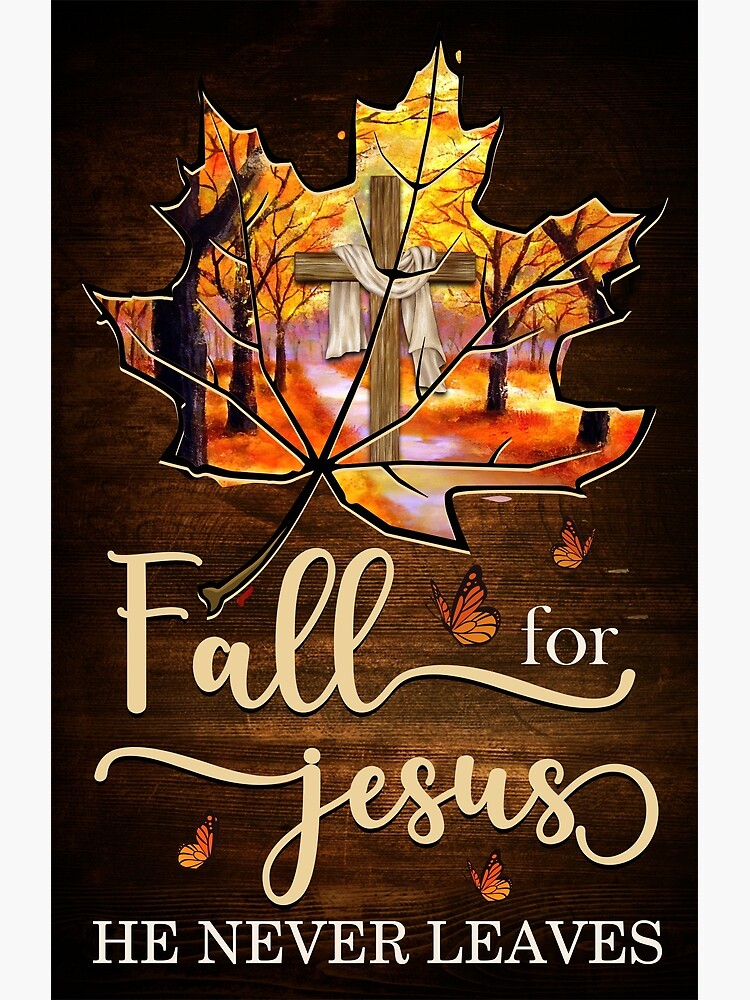 "Maple Leaf Cross Rustic Poster, Autumn Christian Home Decor, Fall For ...