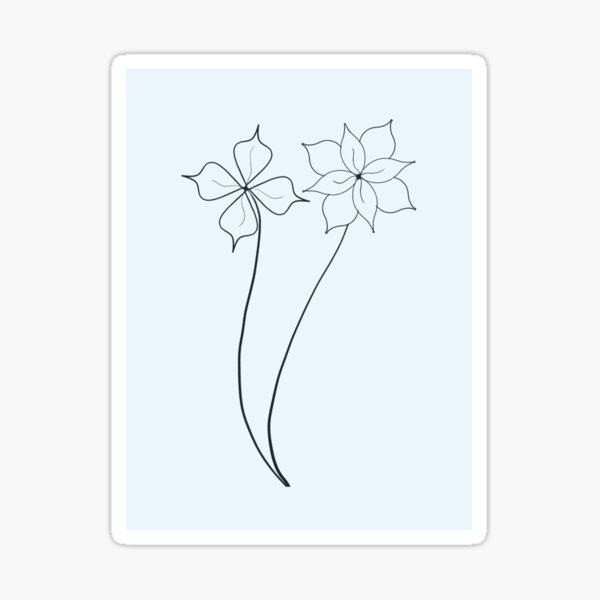 "Simple single-line floral outline" Sticker by Sunset-Designs- | Redbubble