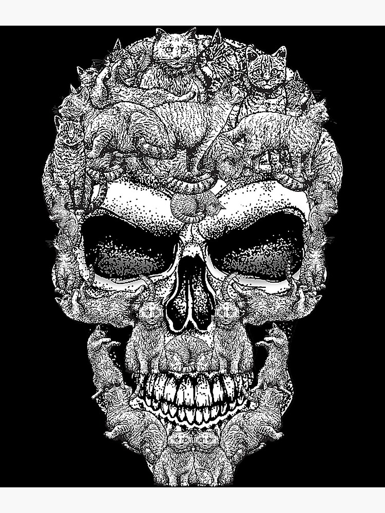 "Cat Skull Halloween custome Funny skeleton Emo" Poster for Sale by ...