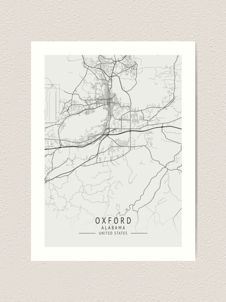 "Oxford - Alabama - US Gray City Map" Art Print by ctmapprint | Redbubble