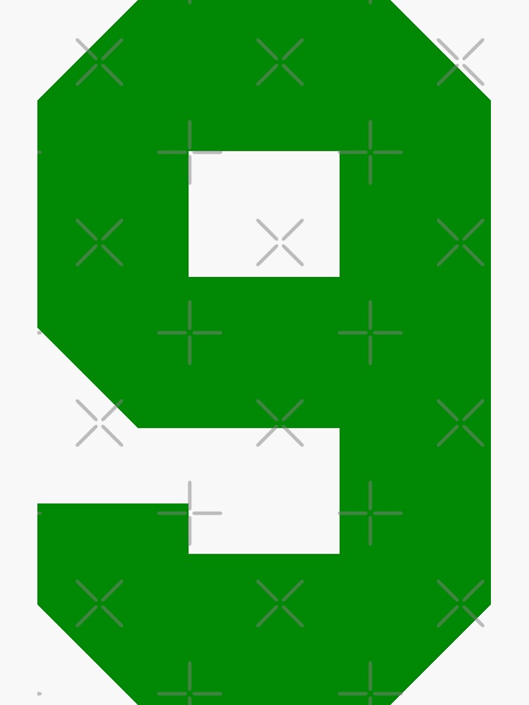 "Number 9 Sports Green" Sticker for Sale by Shariss | Redbubble