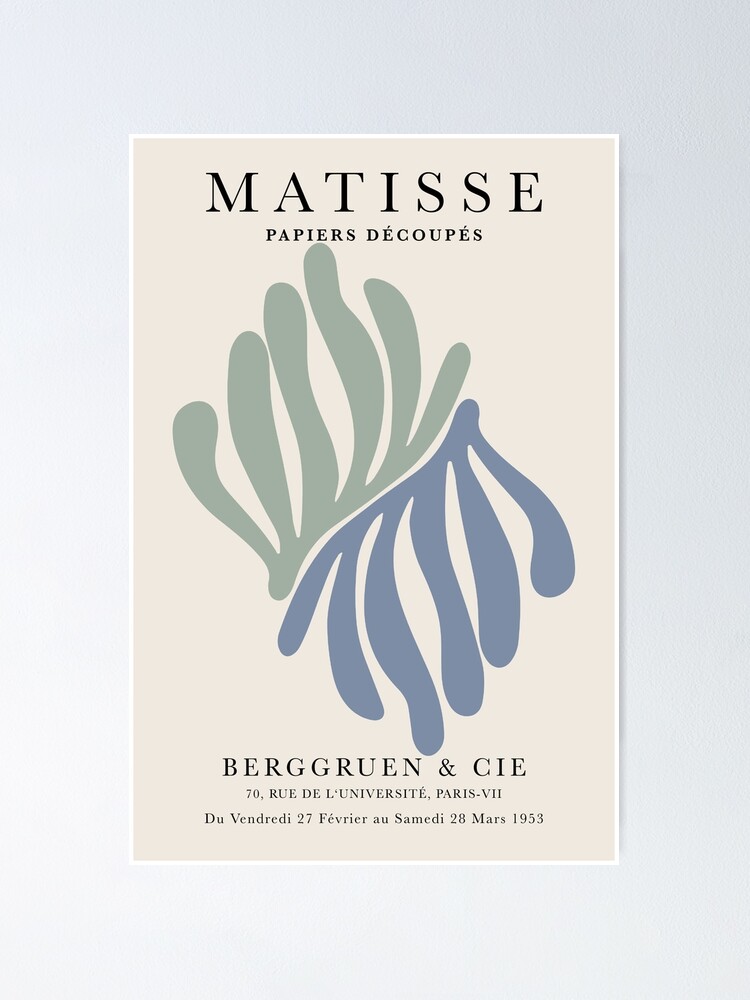 "Henri Matisse Flower, Paper Decoupes Art Blue & Green, Matisse Cutout ...