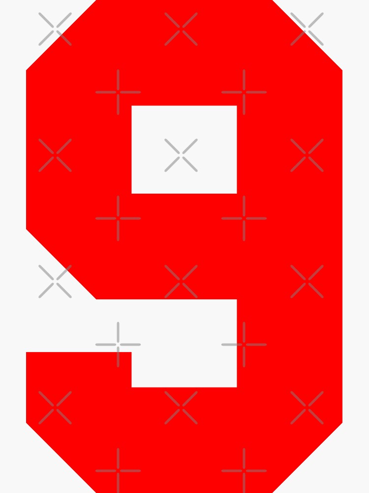 "Number 9 Sports Red" Sticker for Sale by Shariss | Redbubble