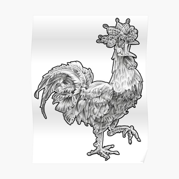 "Abstract Rooster Graphite Pencil Drawing" Poster by elfeather | Redbubble