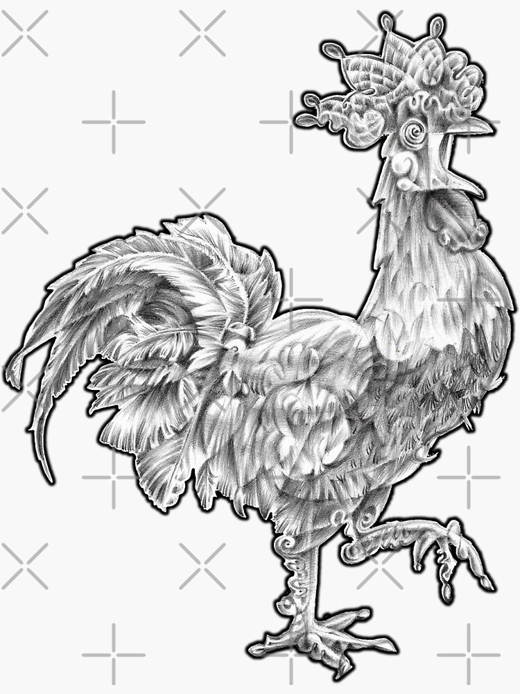 "Abstract Rooster Graphite Pencil Drawing" Sticker for Sale by ...