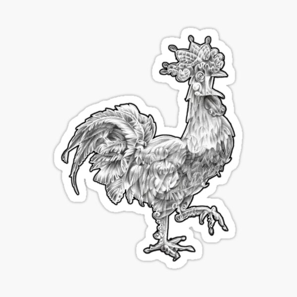 "Abstract Rooster Graphite Pencil Drawing" Sticker for Sale by ...