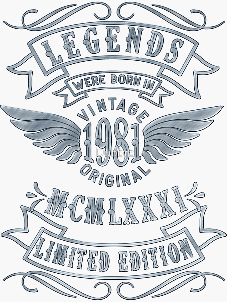 "Vintage 1981 40th birthday Born in 1981 " Sticker for Sale by Dubbra ...