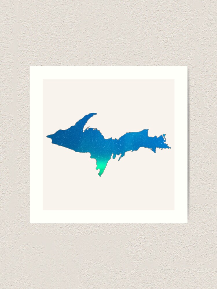 "Upper Peninsula of Michigan Northern Lights Logo" Art Print by USAMeetsItaly | Redbubble