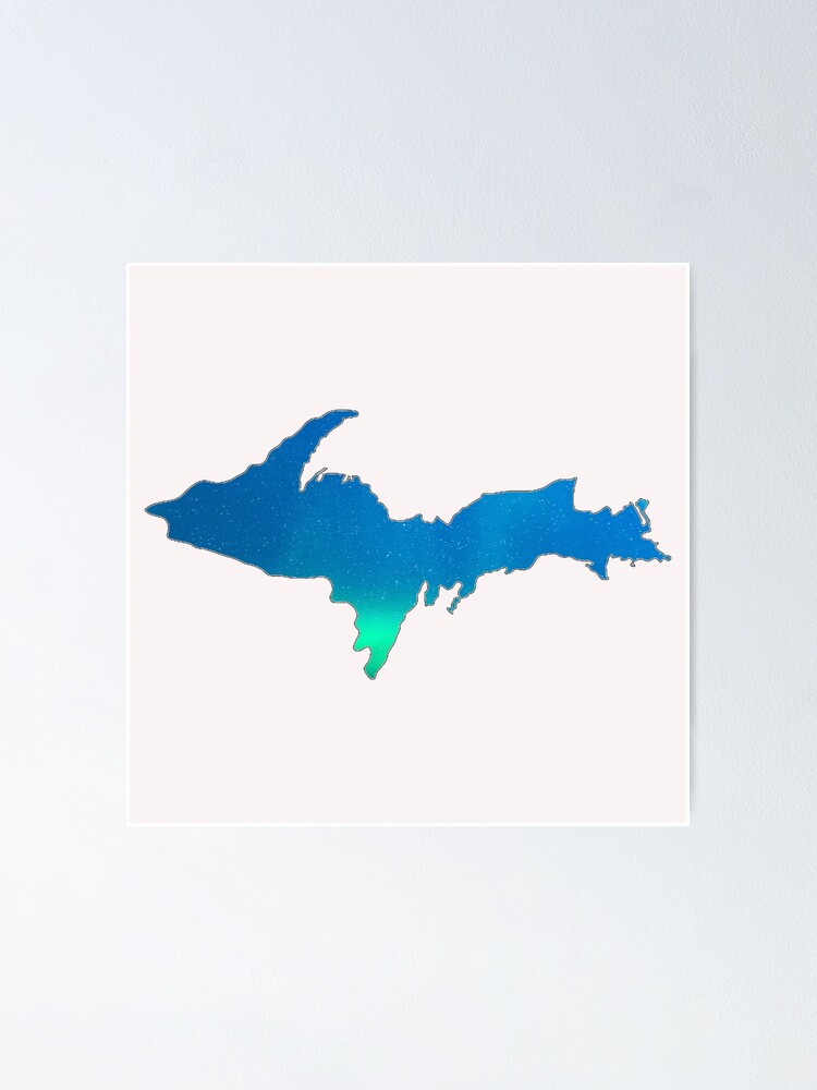 "Upper Peninsula of Michigan Northern Lights Logo" Poster by USAMeetsItaly | Redbubble