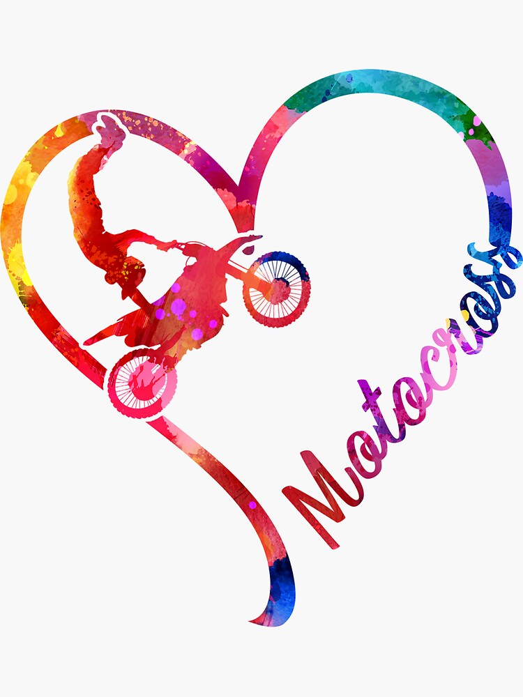 "Motocross Heart" Sticker for Sale by CactusDesigns68 | Redbubble