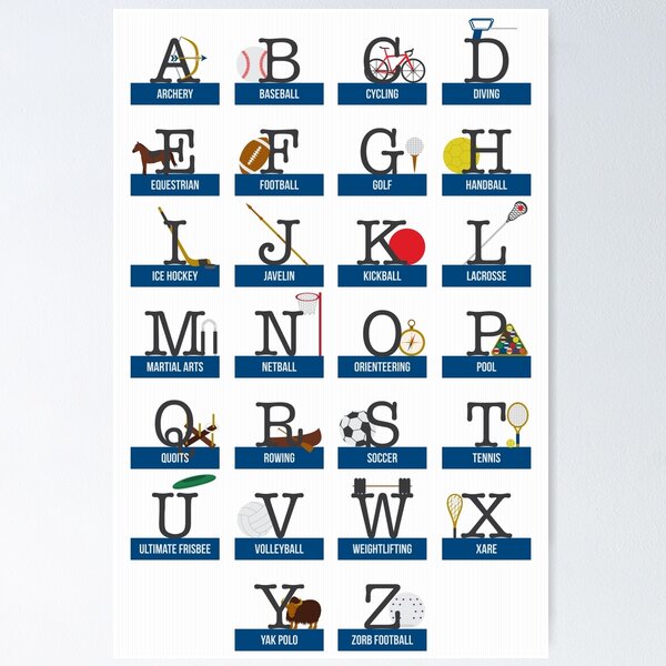 "Sports and Games Alphabet" Poster for Sale by babybigfoot | Redbubble