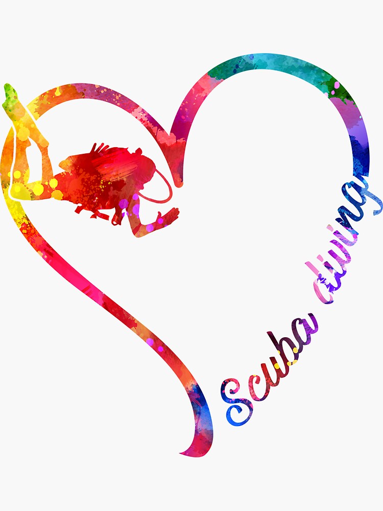 "Scuba diving heart" Sticker for Sale by CactusDesigns68 | Redbubble