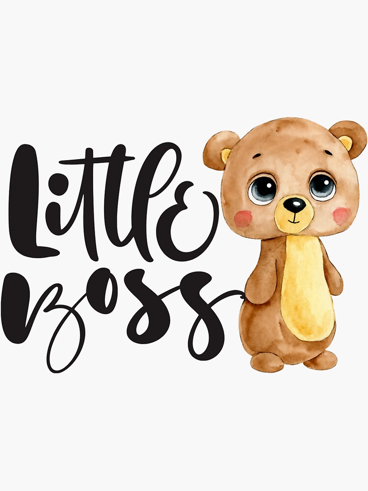 "Cute Cartoon Little Boss Bear" Sticker for Sale by GraziaClothing ...