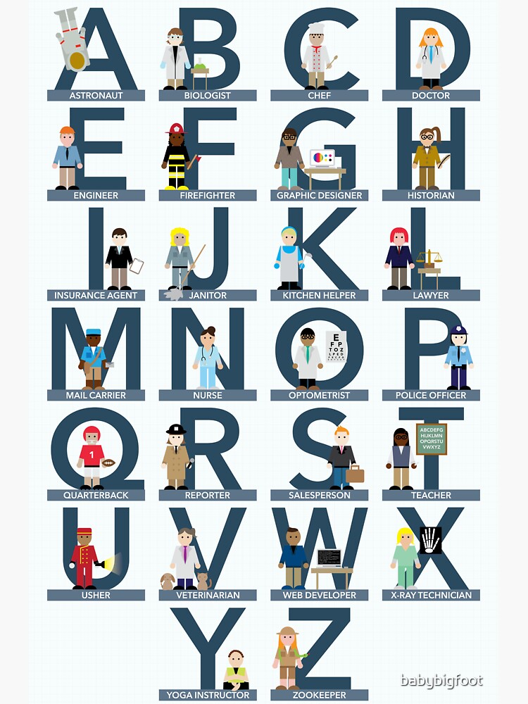 "Careers Alphabet" Sticker for Sale by babybigfoot | Redbubble