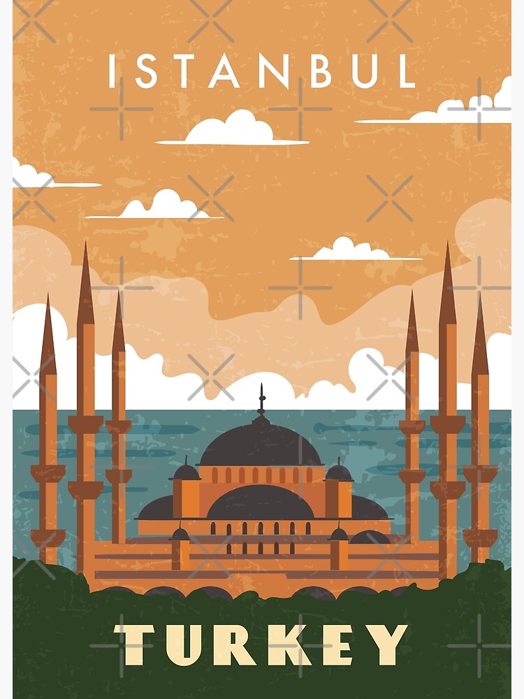 "Istanbul, Turkey - Retro travel minimalistic poster" Postcard for Sale ...