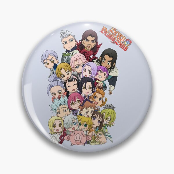 "The Seven Deadly Sins Group Chibi" Pin for Sale by typeshirts | Redbubble
