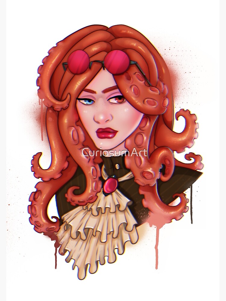 Steampunk Octopus Girl Victorian Portrait Poster By Curiosumart