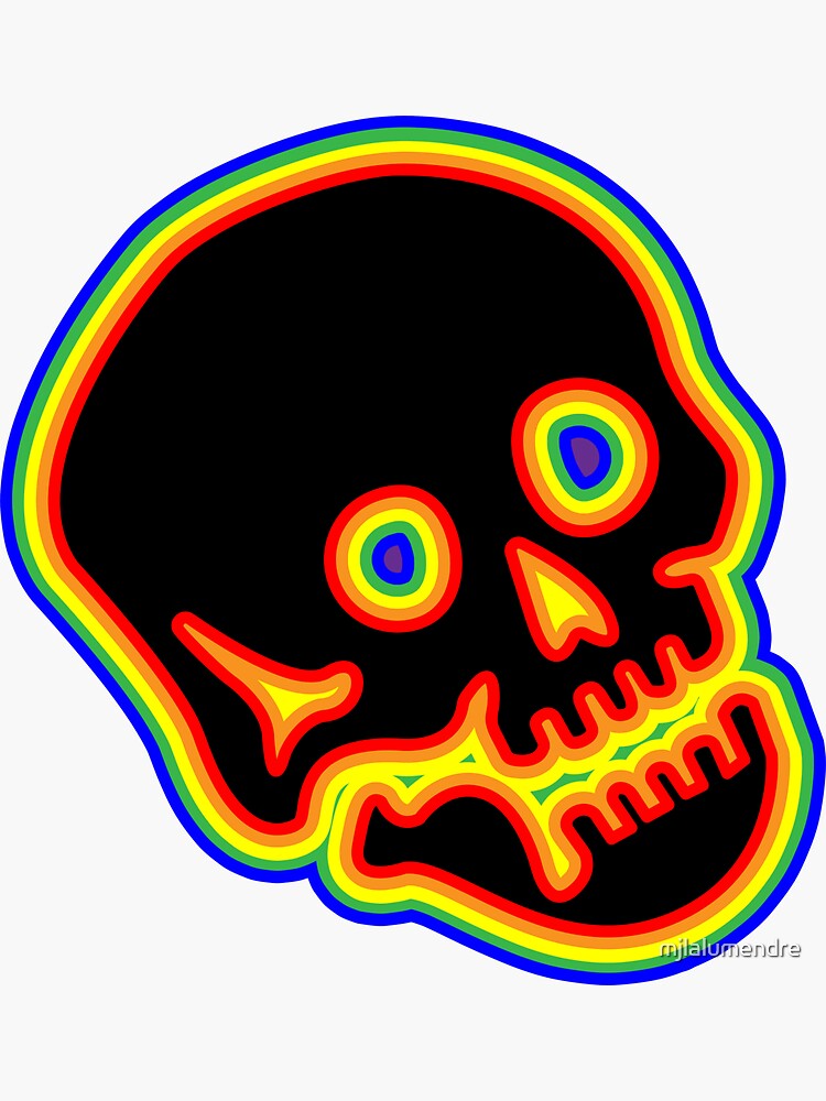 "Rainbow skull" Sticker for Sale by mjlalumendre | Redbubble