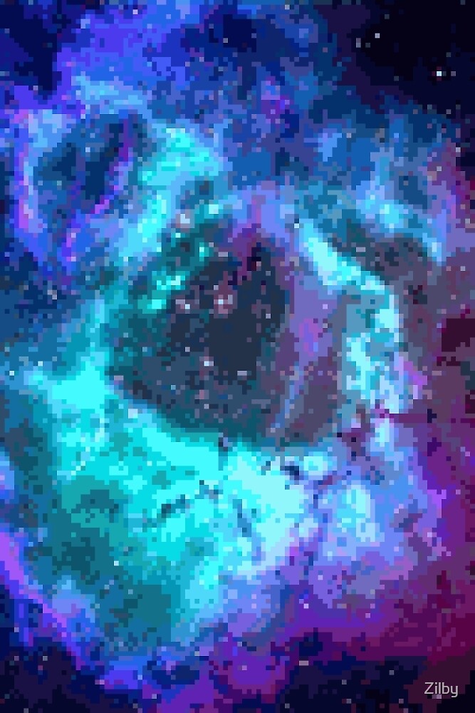 "Pixel Blue Purple Nebula" by Zilby | Redbubble