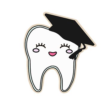 "Tooth with graduation hat" Sticker for Sale by guaka-molly | Redbubble