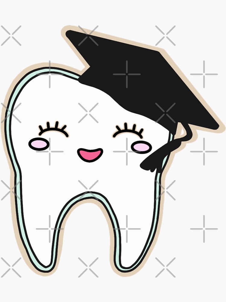 "Tooth with graduation hat" Sticker for Sale by guaka-molly | Redbubble