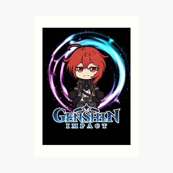 "Genshin Impact x Diluc Chibi" Art Print by rmanong | Redbubble