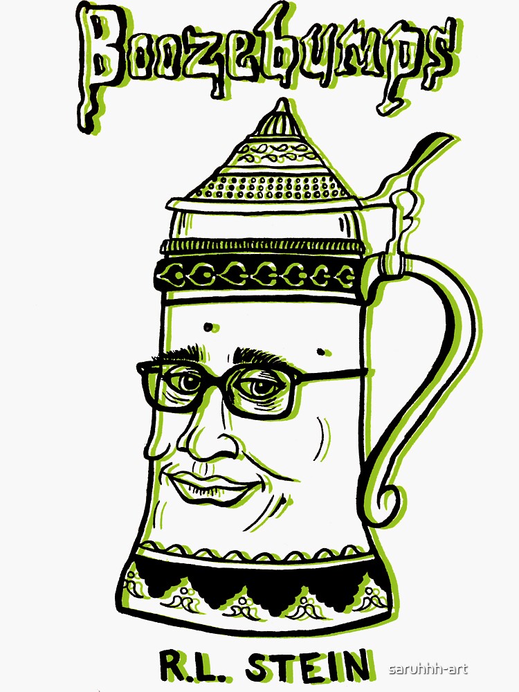 "R.L. Stine Stein Goosebumps Fan Art - Green and Black" Sticker for ...