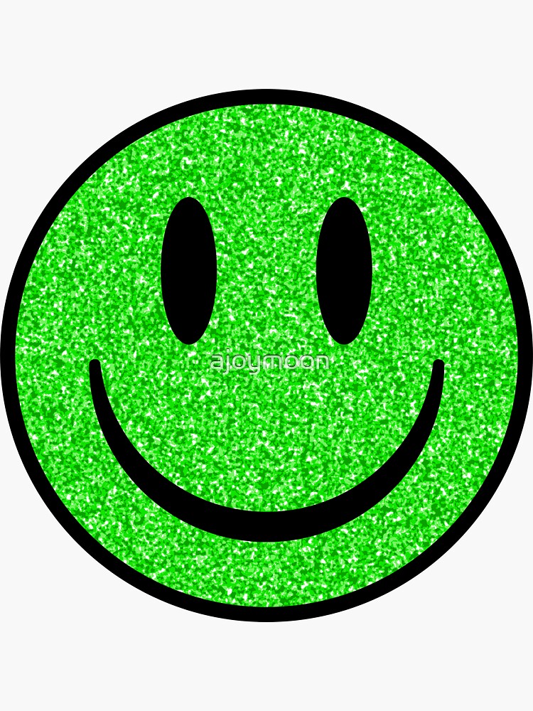 "Glitter Green Smiley Face" Sticker for Sale by ajoymoon | Redbubble