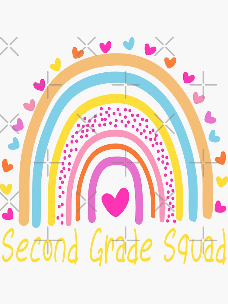 "Second Grade Squad Teacher Rainbow" Sticker for Sale by MAXshop20 ...