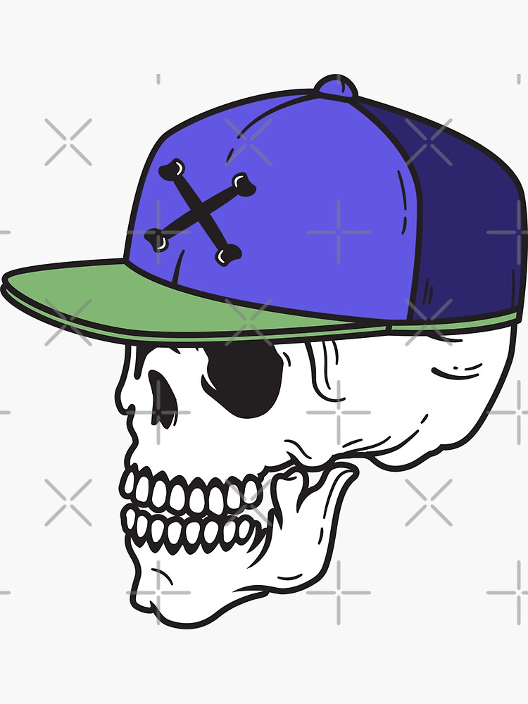 "Baseball Cap Skeleton" Sticker for Sale by Designs24U | Redbubble