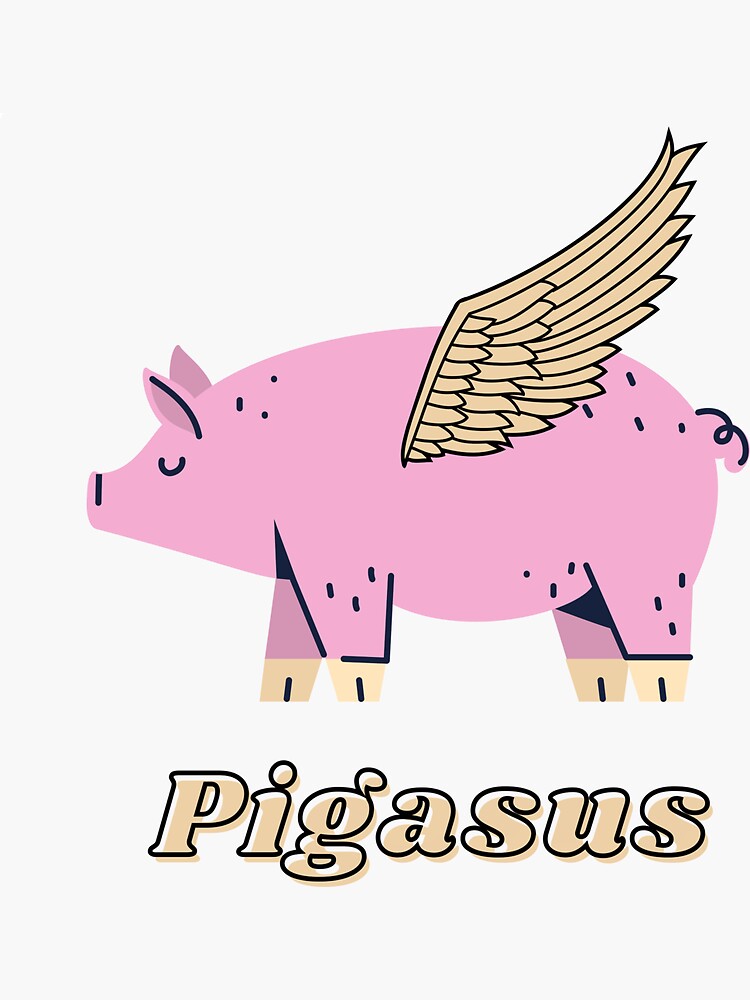 "Pigasus Flying Pig" Sticker for Sale by more-than-tees | Redbubble